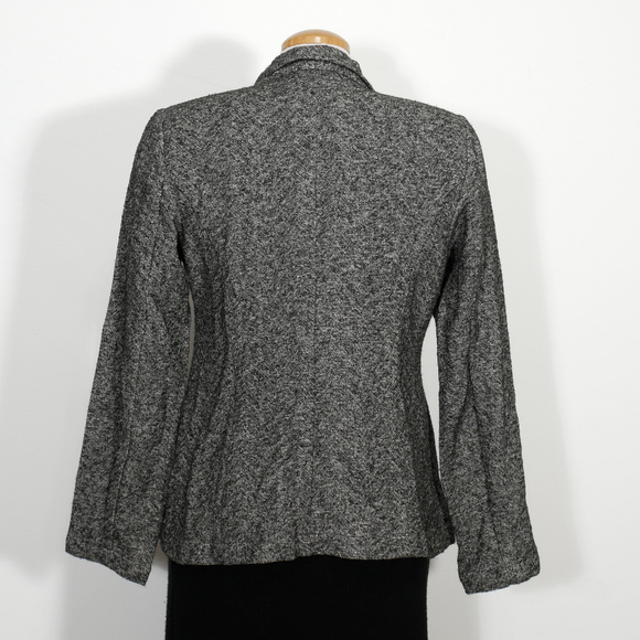Eileen Fisher | Jackets & Coats | Gray Distorted Cotton Herringbone ...